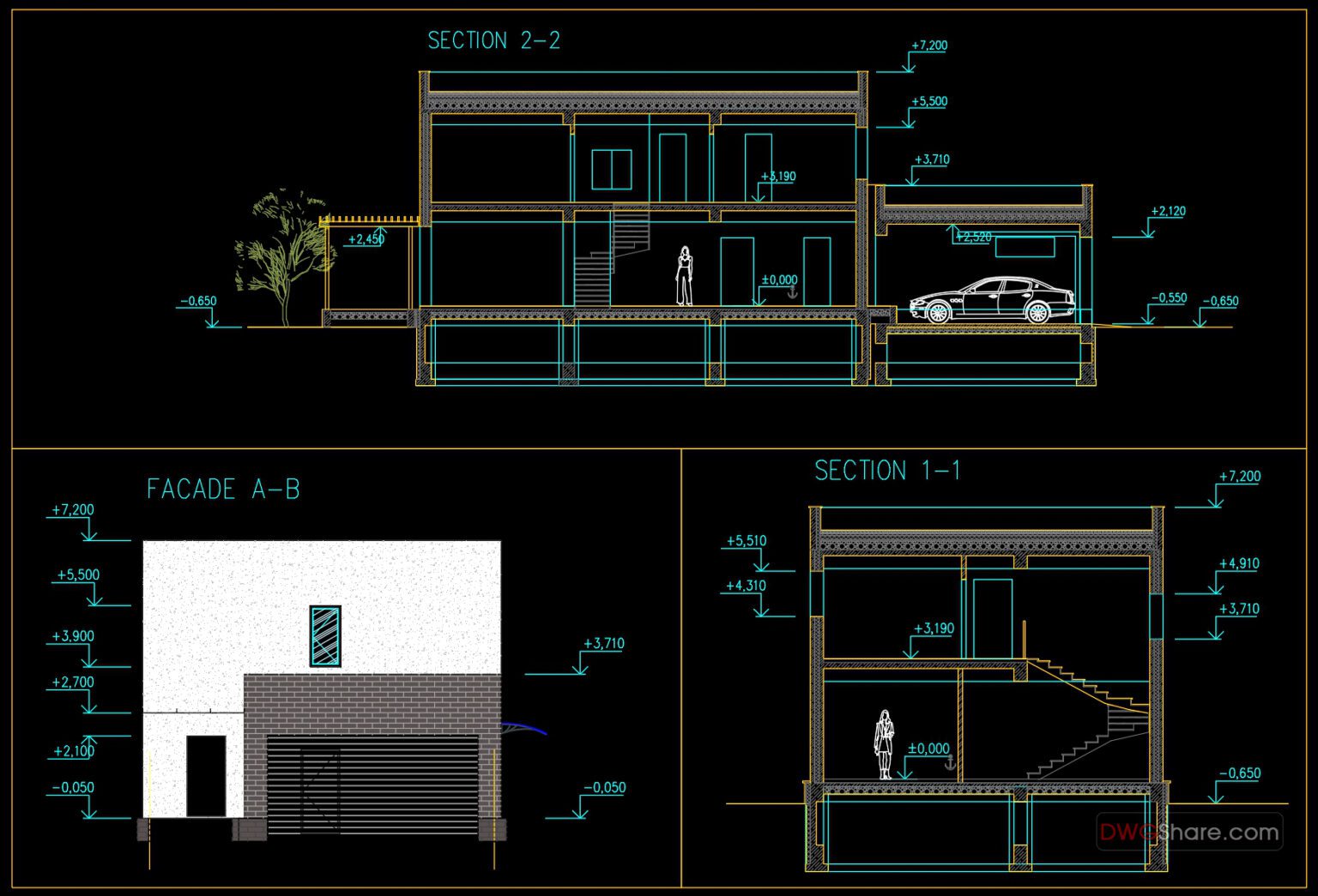 Modern House Plan AutoCAD File Free Download