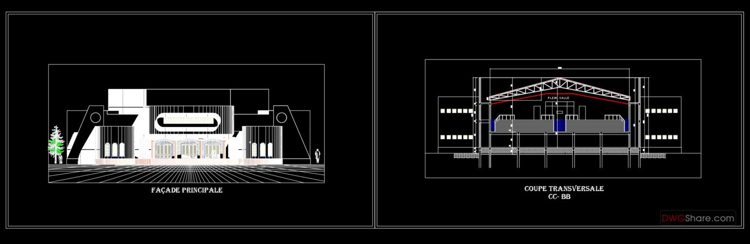 Museum Plans and Elevations Project 2 AutoCAD File Free Download