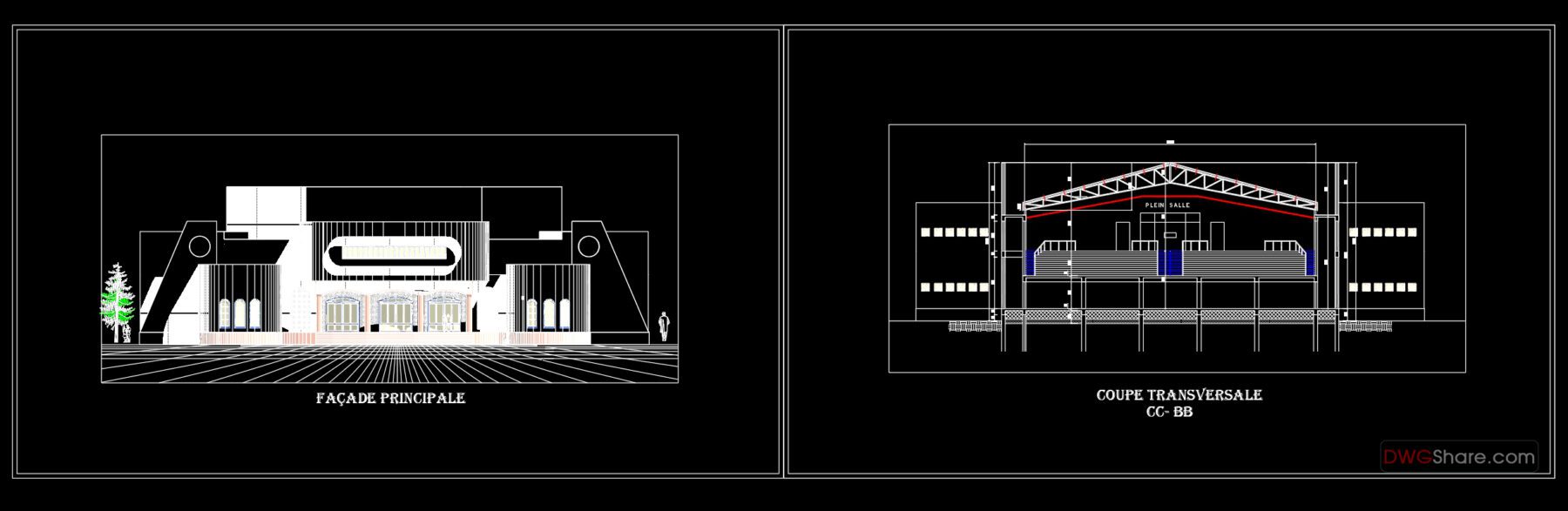 Museum Plans and Elevations Project 2 AutoCAD File Free Download