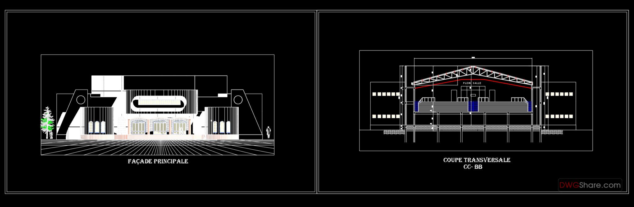 Museum Plans and Elevations Project 2 AutoCAD File Free Download