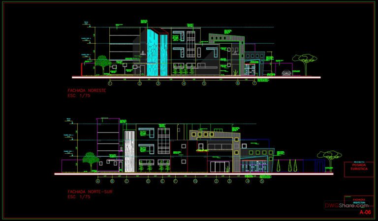 Museum Plans and Elevations Project AutoCAD File Free Download