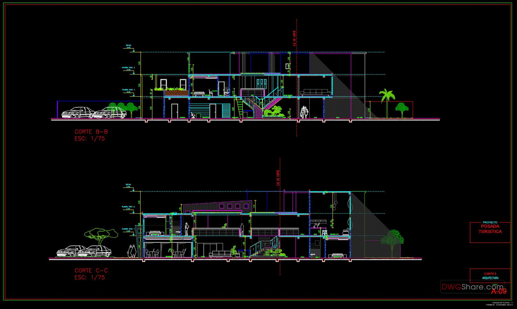 Museum Plans and Elevations Project AutoCAD File Free Download
