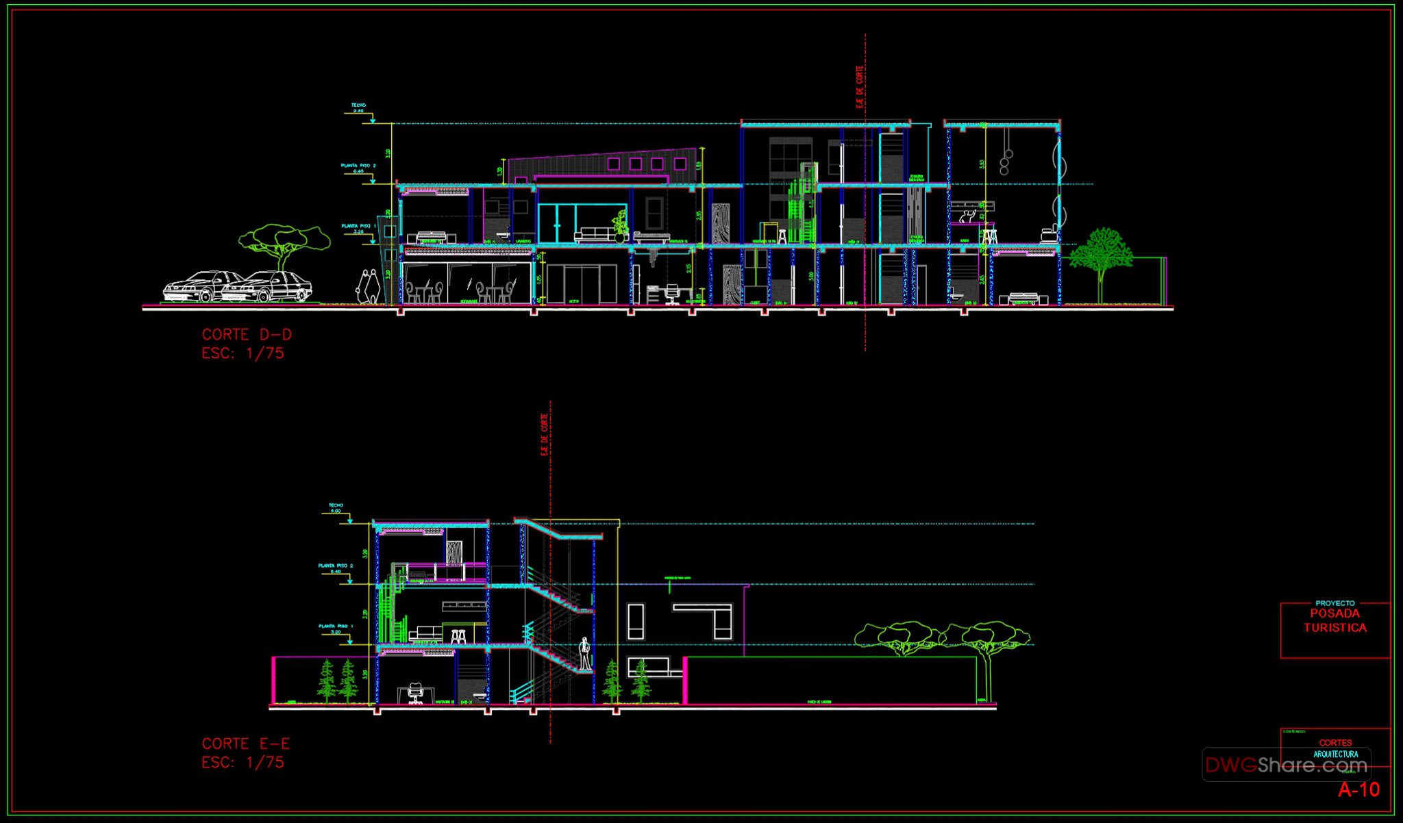 Museum Plans and Elevations Project AutoCAD File Free Download