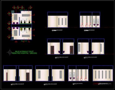 Pediatric Hospital Layout Plan and Elevations AutoCAD File DWG