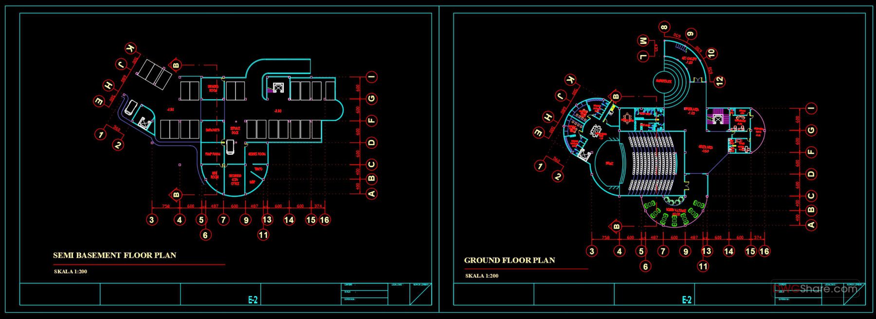 Performing Arts Center Free AutoCAD drawings