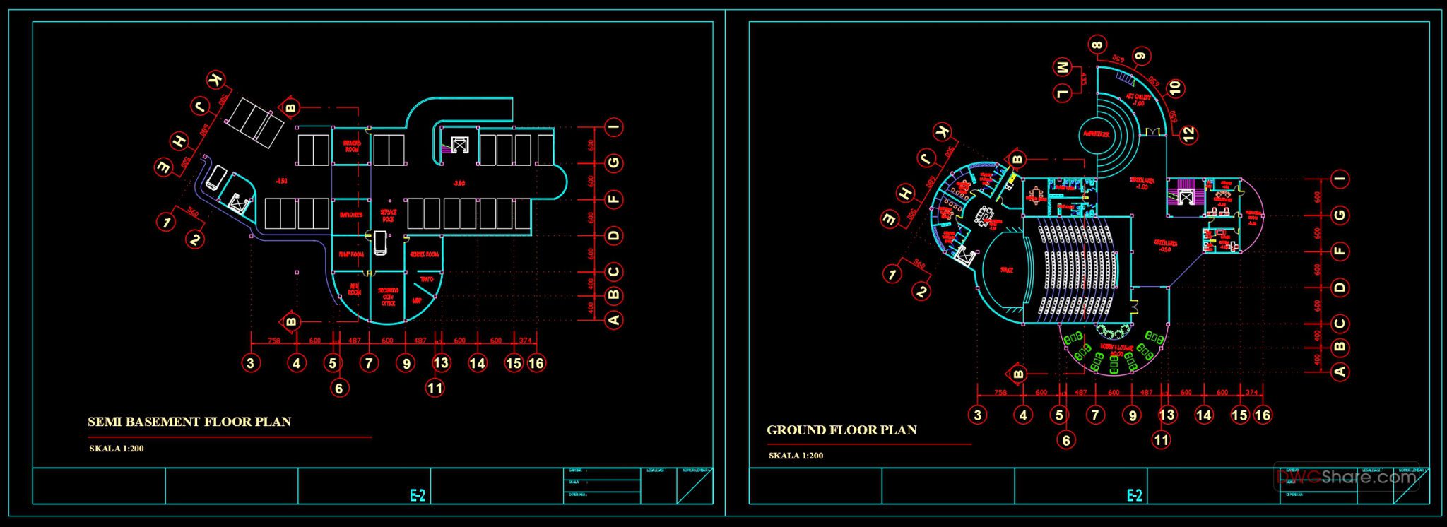 Performing Arts Center Free AutoCAD drawings