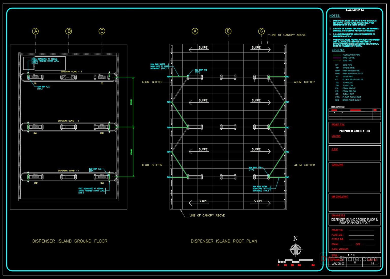 Proposed gas station Details AutoCAD File DWG