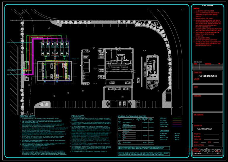 Proposed gas station Details AutoCAD File DWG