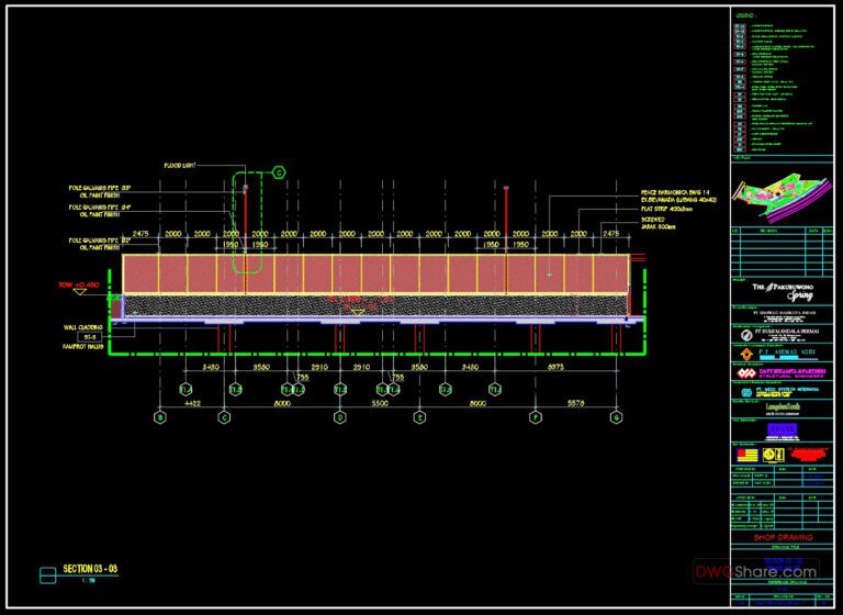 Tennis Court Layout Plan and Sections Details Autocad