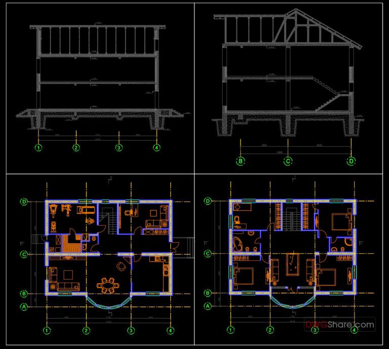 Villa Design Project free AutoCAD drawings
