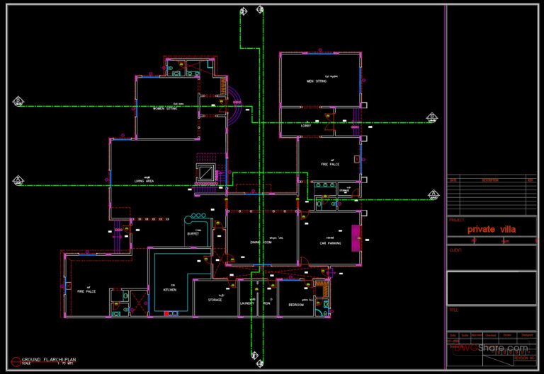Villa Private Plan AutoCAD File Free Download