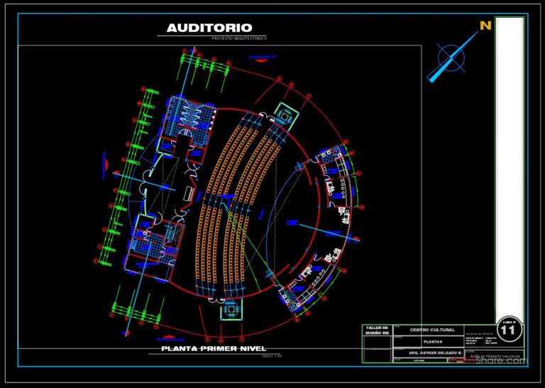 25.Cultural center auditorium AutoCAD File Download