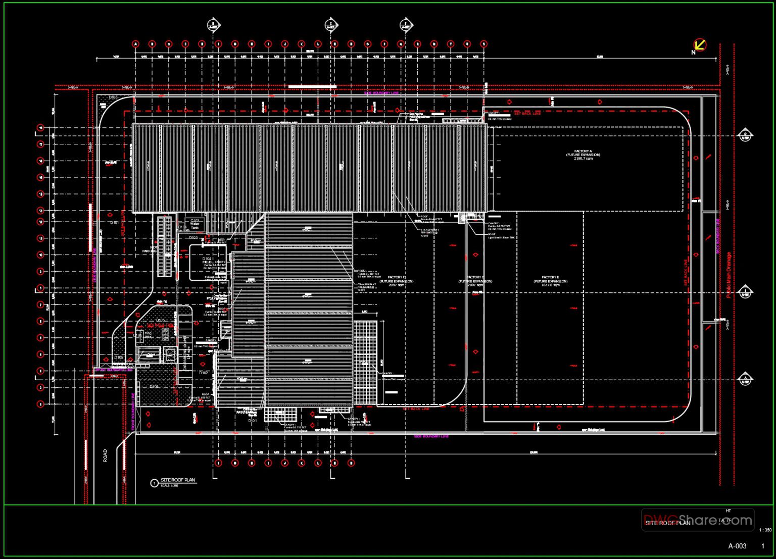 26.Steel Factory Site Roof Plan CAD