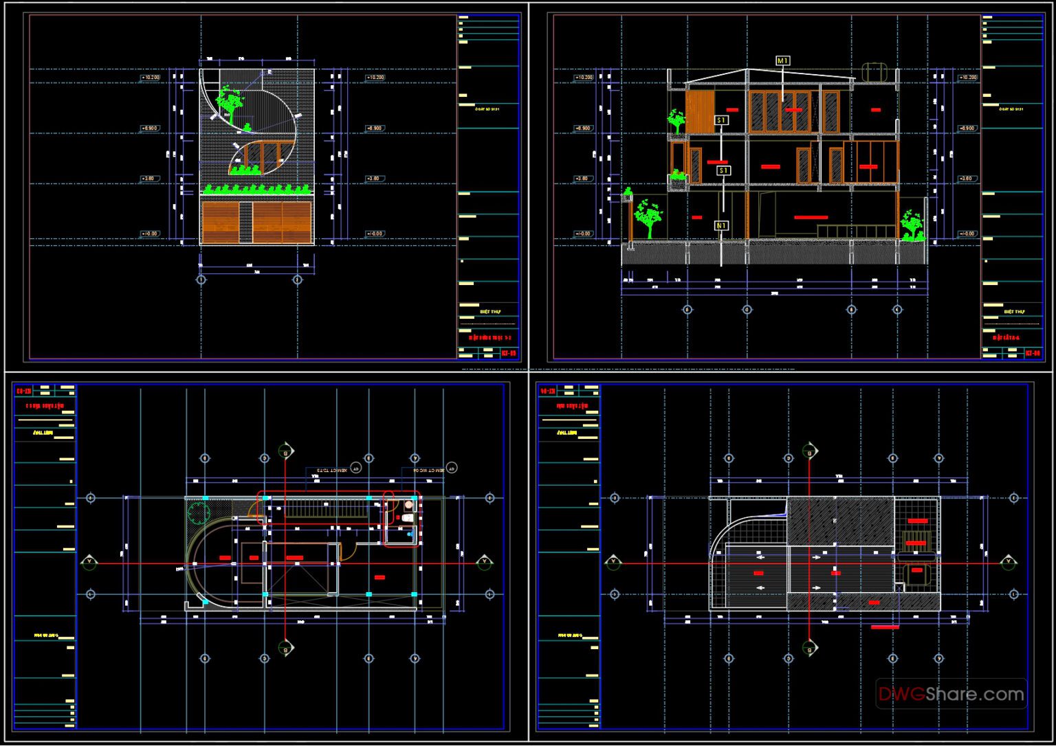 3 Levels House 7.5x20m AutoCAD File Free Download