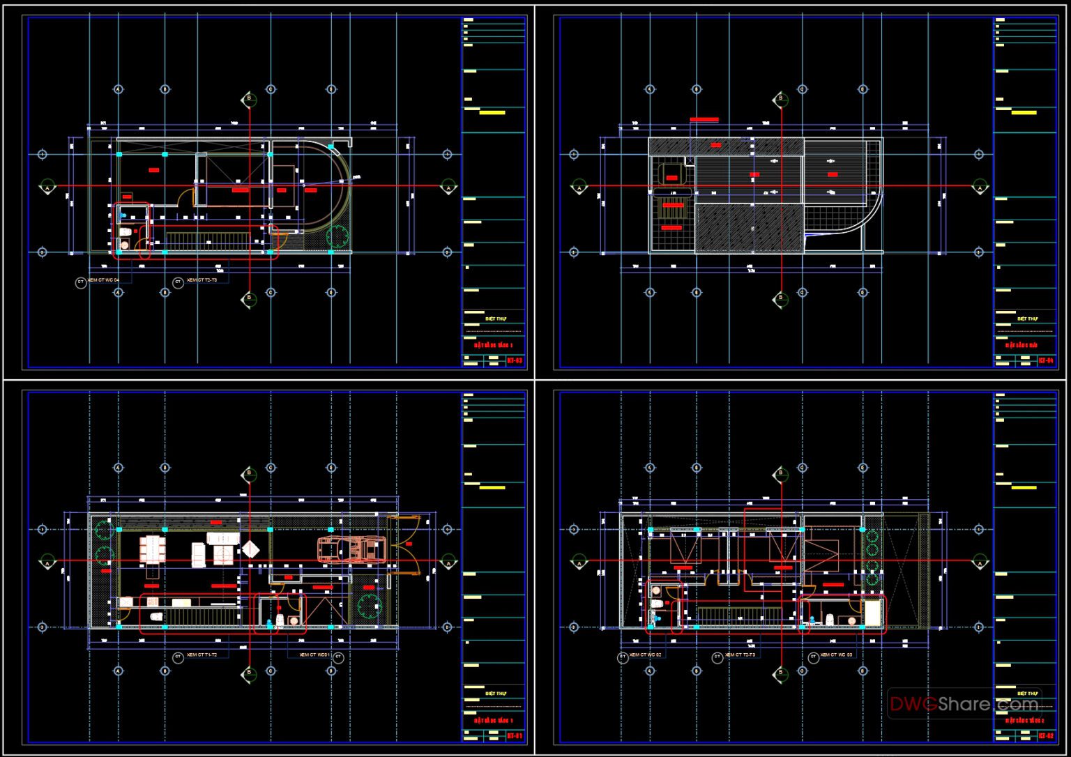 3 Levels House 7.5x20m AutoCAD File Free Download