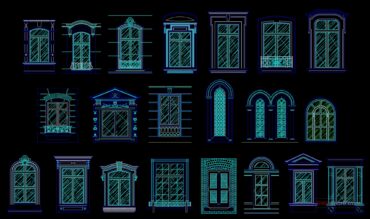 318. Autocad wood - glass doors free download