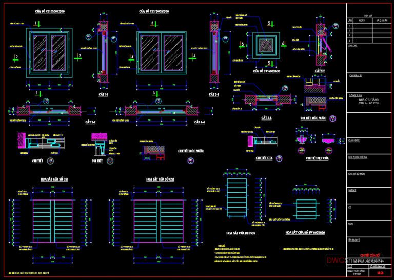 324.Free cad blocks Detail doors windows DWG download