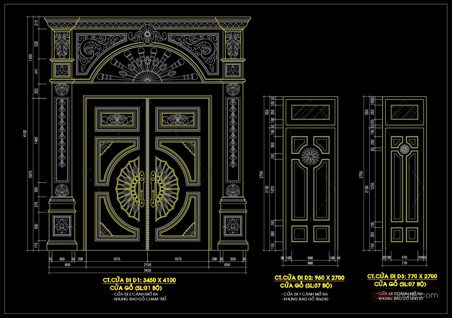 326.Free cad blocks Detail doors DWG download