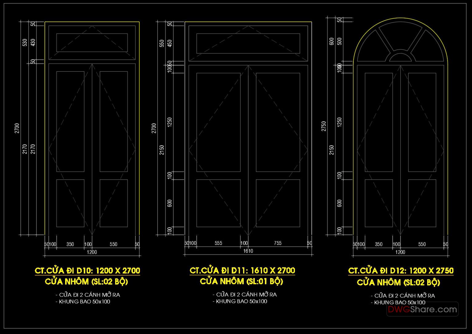 326.Free cad blocks Detail doors DWG download