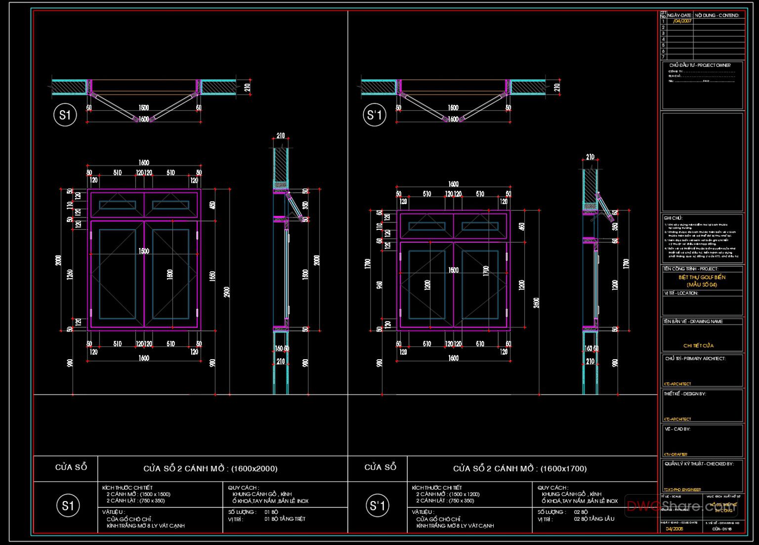 331.Free cad blocks Detail windows DWG download