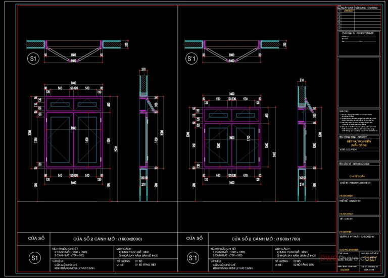 331.Free cad blocks Detail windows DWG download