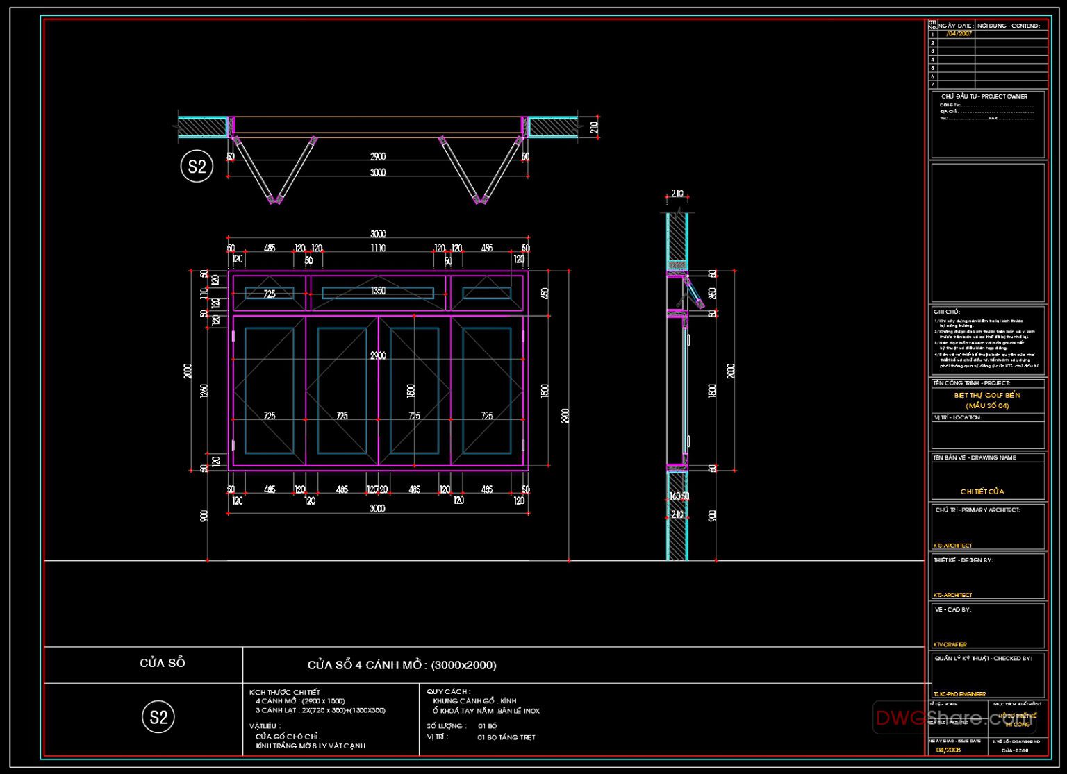 331.Free cad blocks Detail windows DWG download