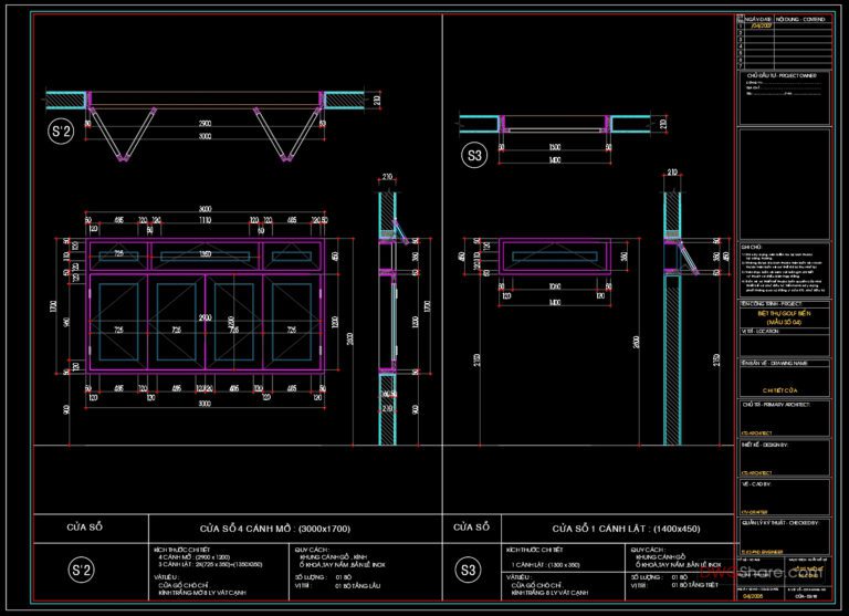 331.Free cad blocks Detail windows DWG download