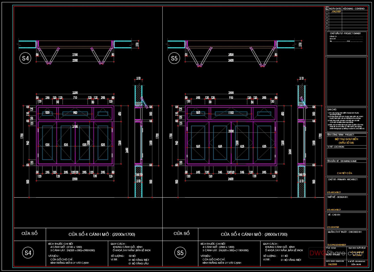 331.Free cad blocks Detail windows DWG download