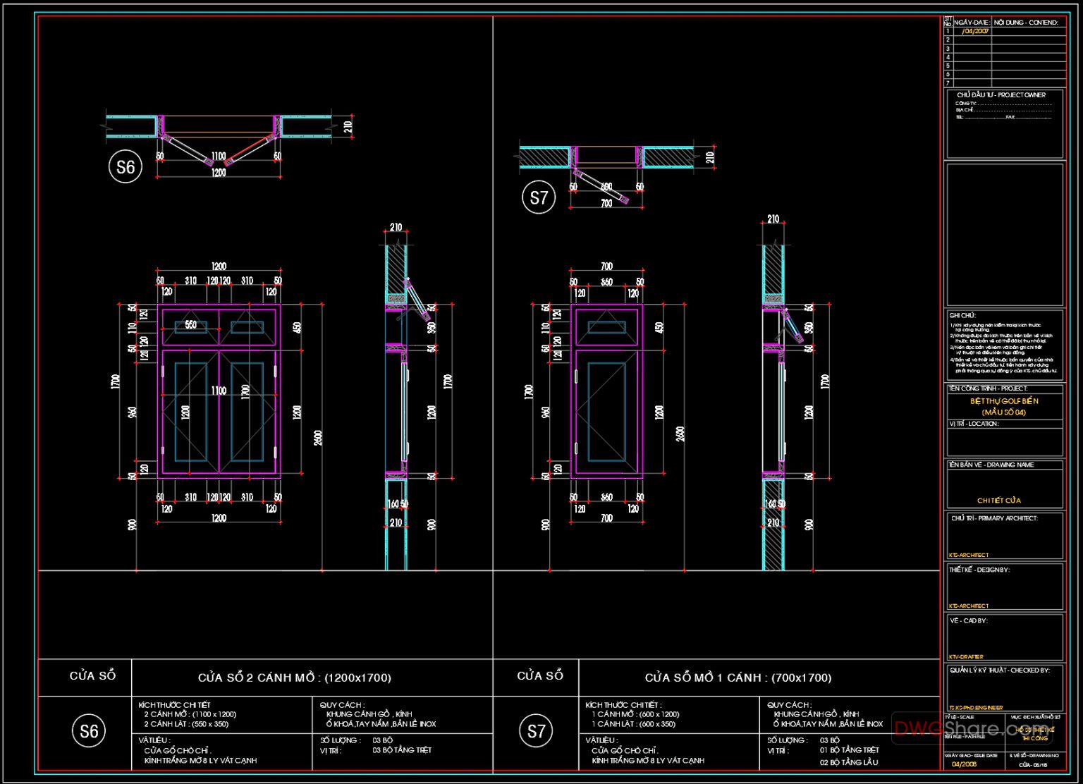 331.Free cad blocks Detail windows DWG download