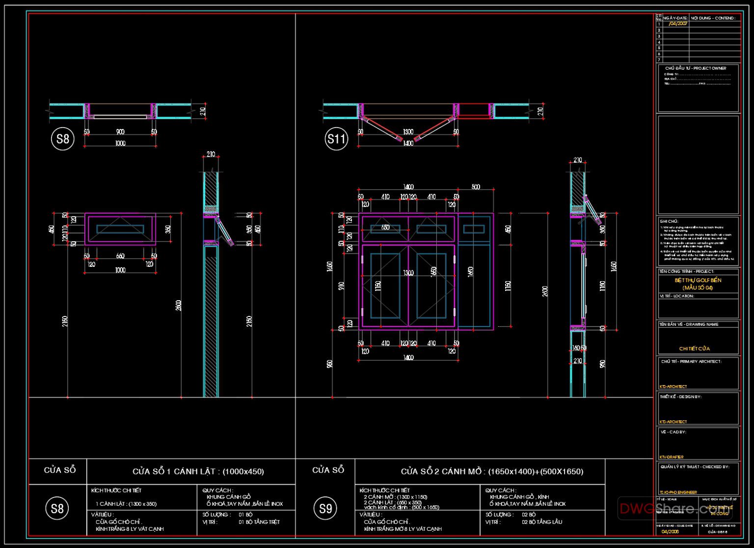 331.Free cad blocks Detail windows DWG download