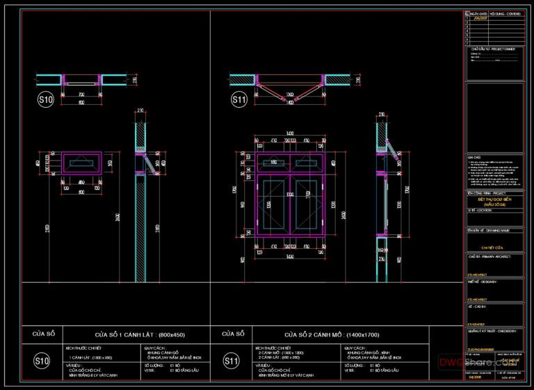 331.Free cad blocks Detail windows DWG download
