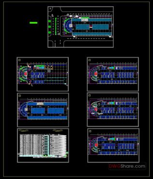 50.Multi Level Parking Cars Plan and Elevations CAD