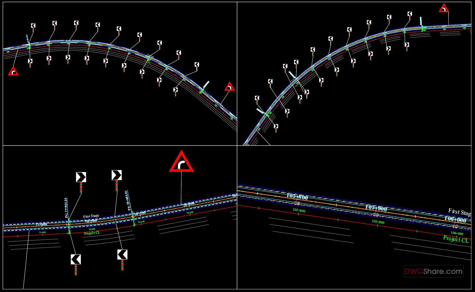 54.Cad File of Sign and Marking Roadway For Free Download