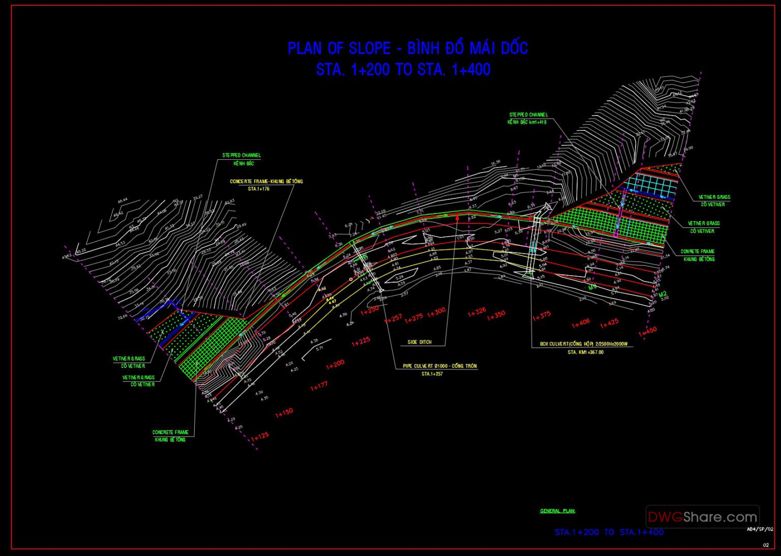 55.Cad File of Slope General Plan Layout For Free Download