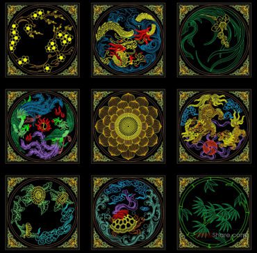 58.Asian Traditional Pattern AutoCAD Blocks Free Download