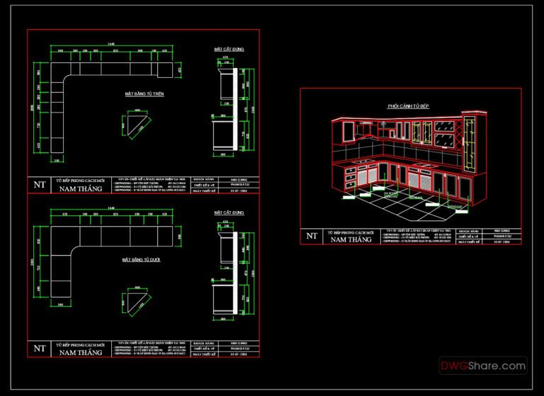 58.Traditional kitchen cupboard, kitchen cabinets autocad drawing