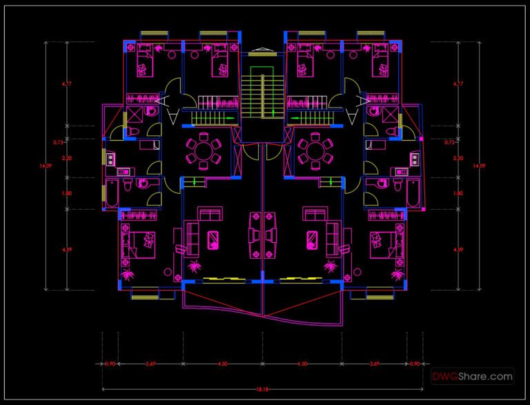 76.Apartment Plans AutoCAD File Free Download