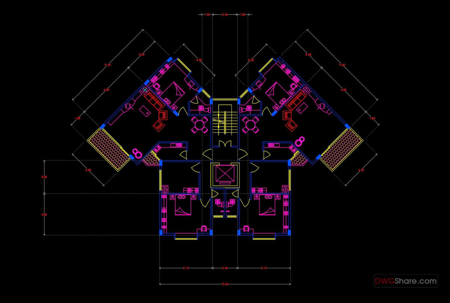 77.Apartment Plans AutoCAD File Free Download