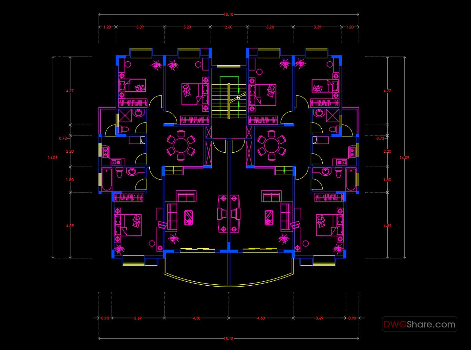 77.Apartment Plans AutoCAD File Free Download