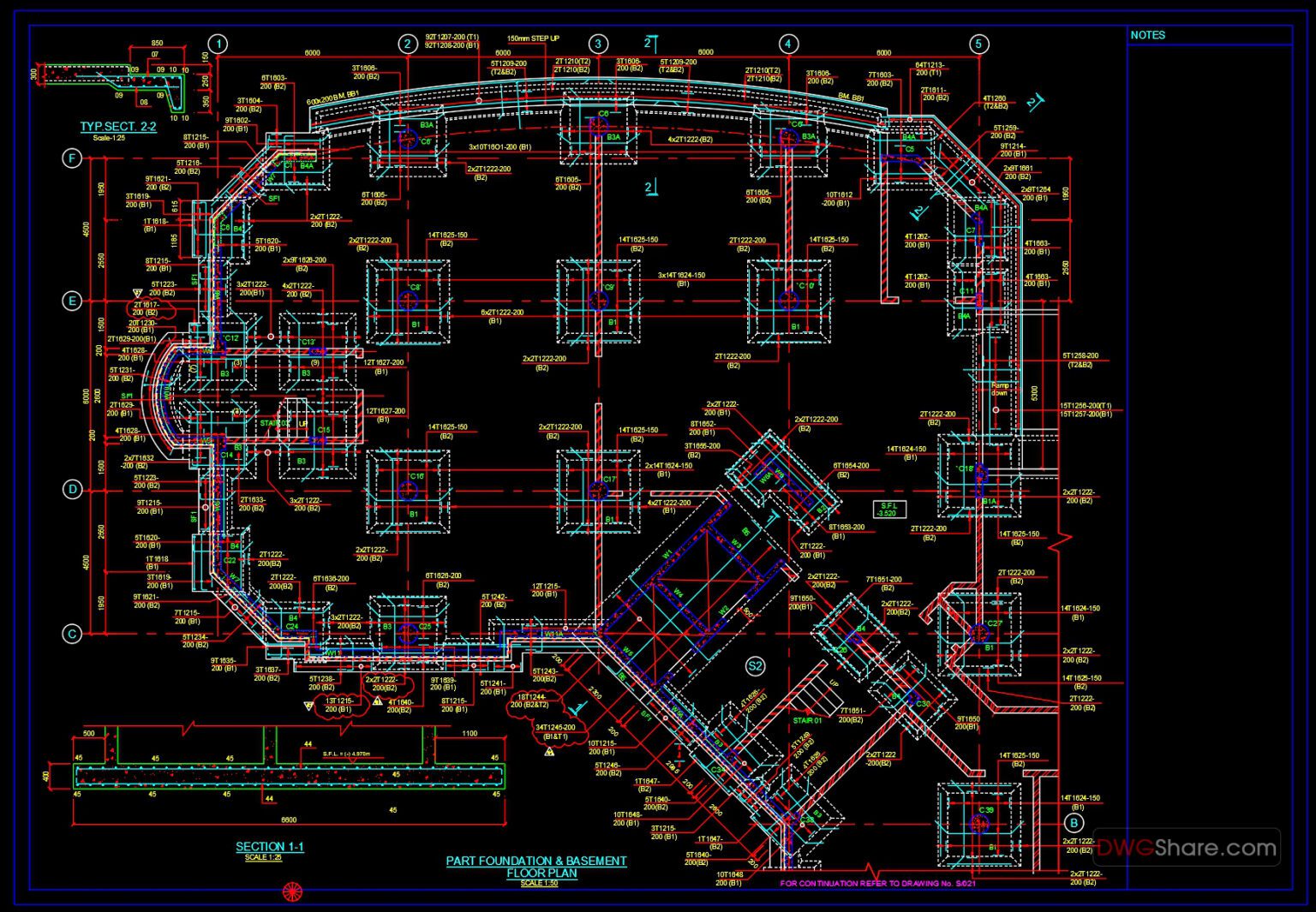 82.Detail of Raft Foundation Free DWG