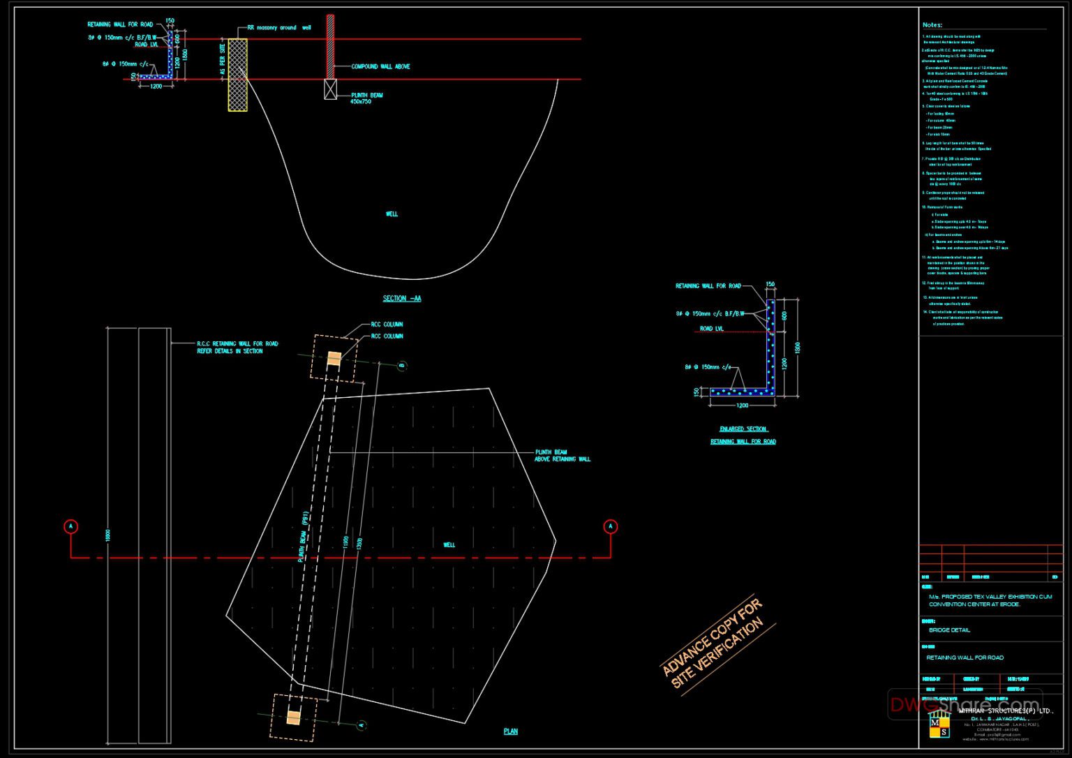 84.Retaining Wall and Well Details Free DWG