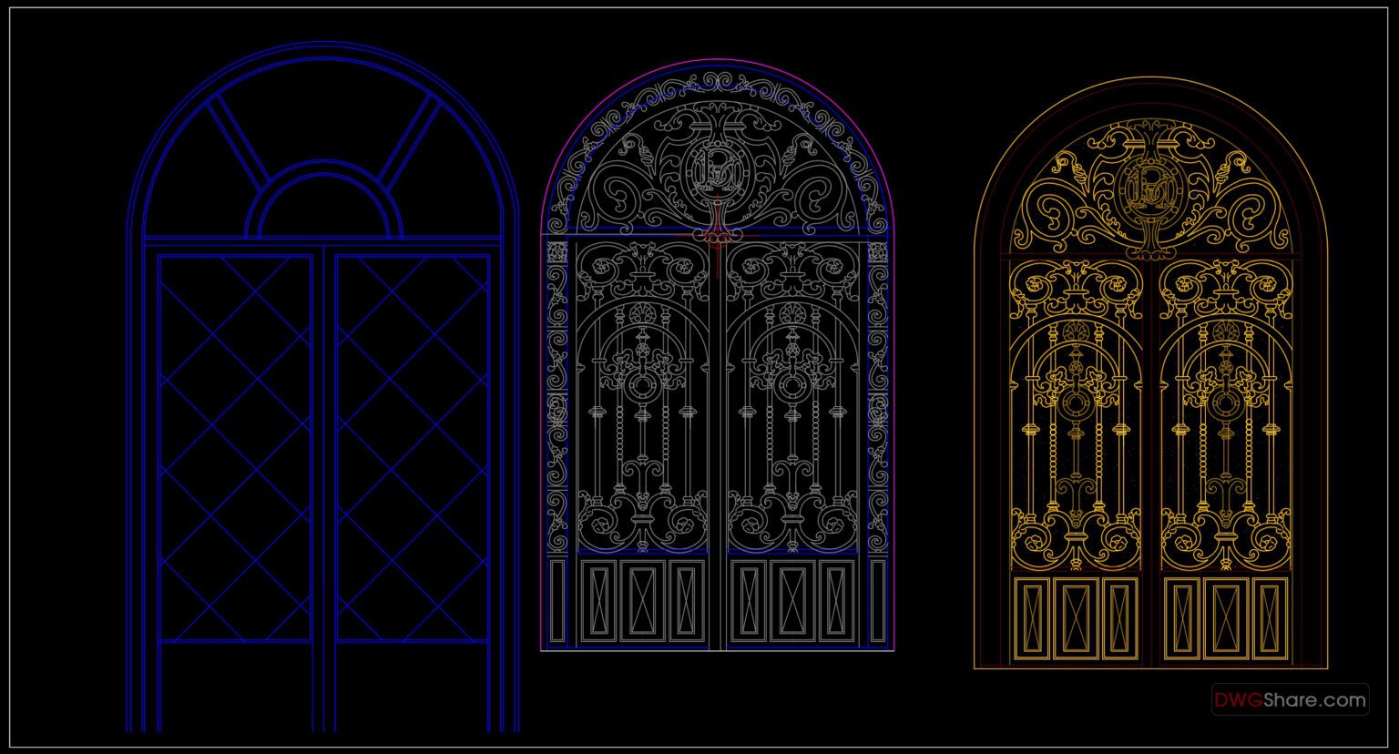 92.Gate and Fence design AutoCAD blocks free download