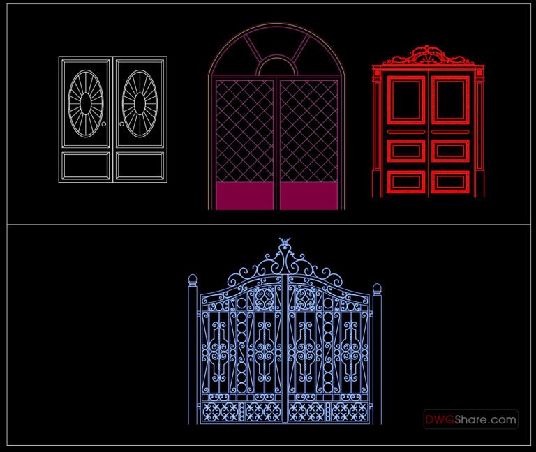93.Gate design AutoCAD blocks free download