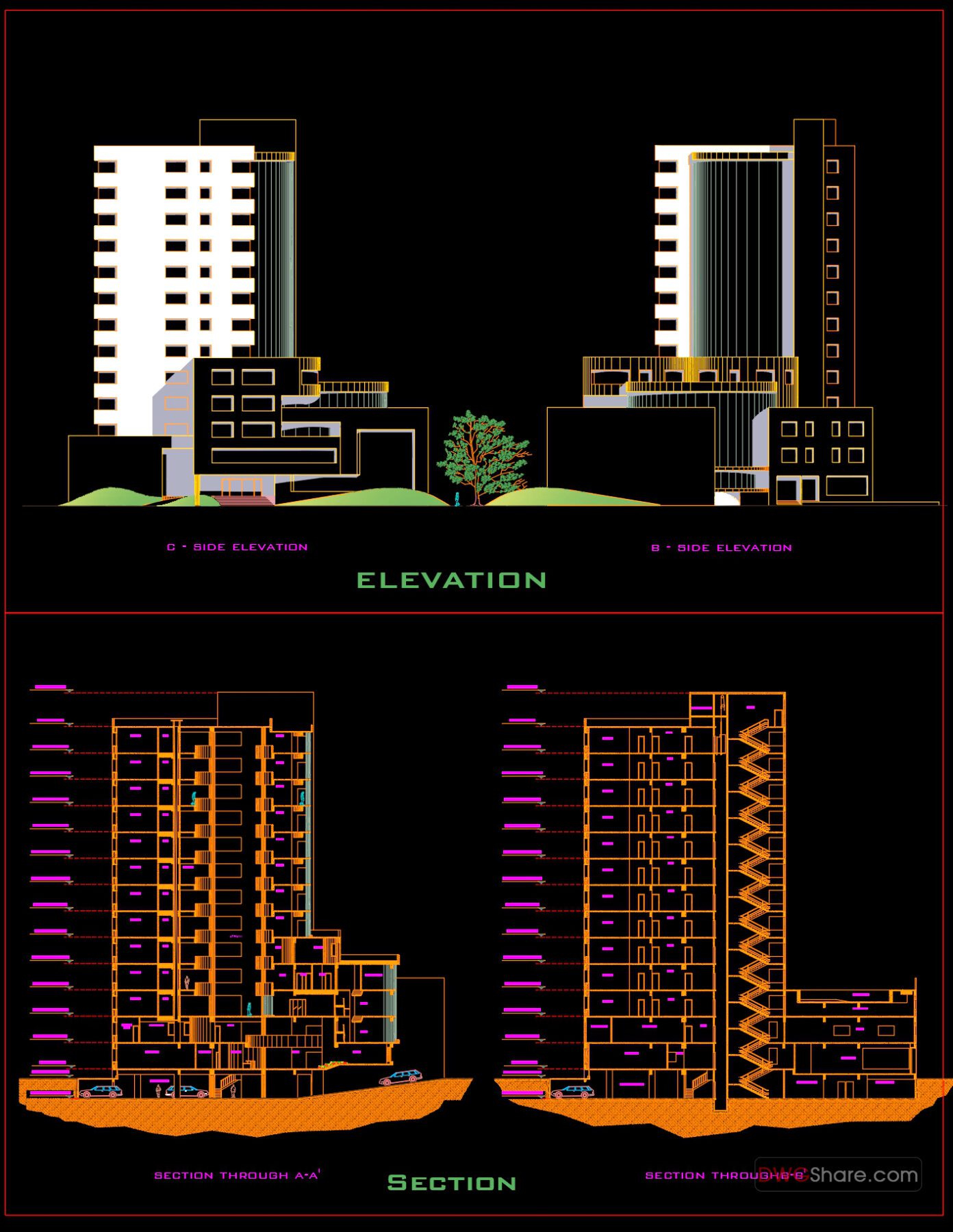 Floors plans details for 5 star hotel 2d and 3d AutoCAD File DWG