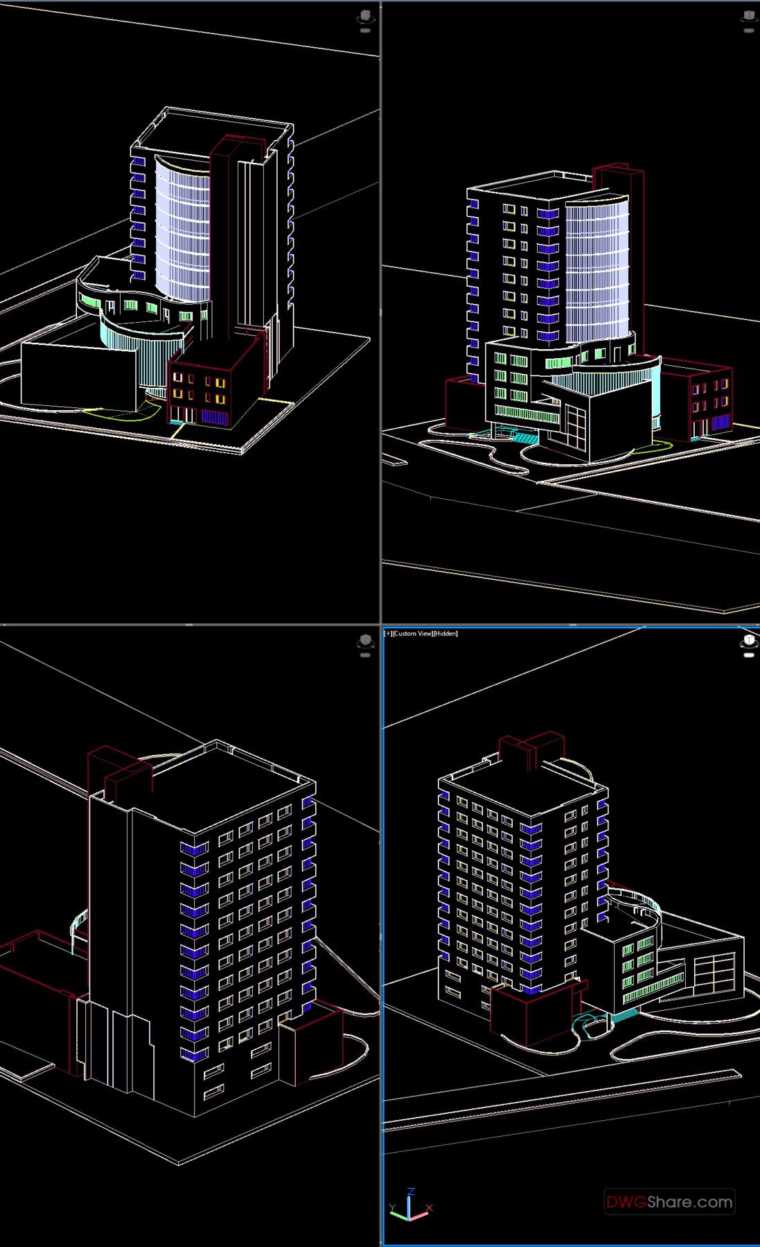 Floors plans details for 5 star hotel 2d and 3d AutoCAD File DWG