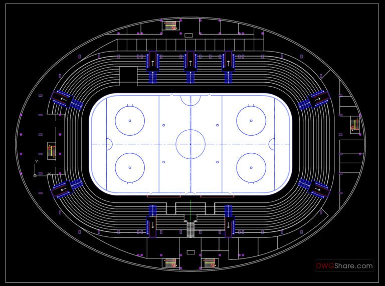 Hockey Arena free AutoCAD File DWG