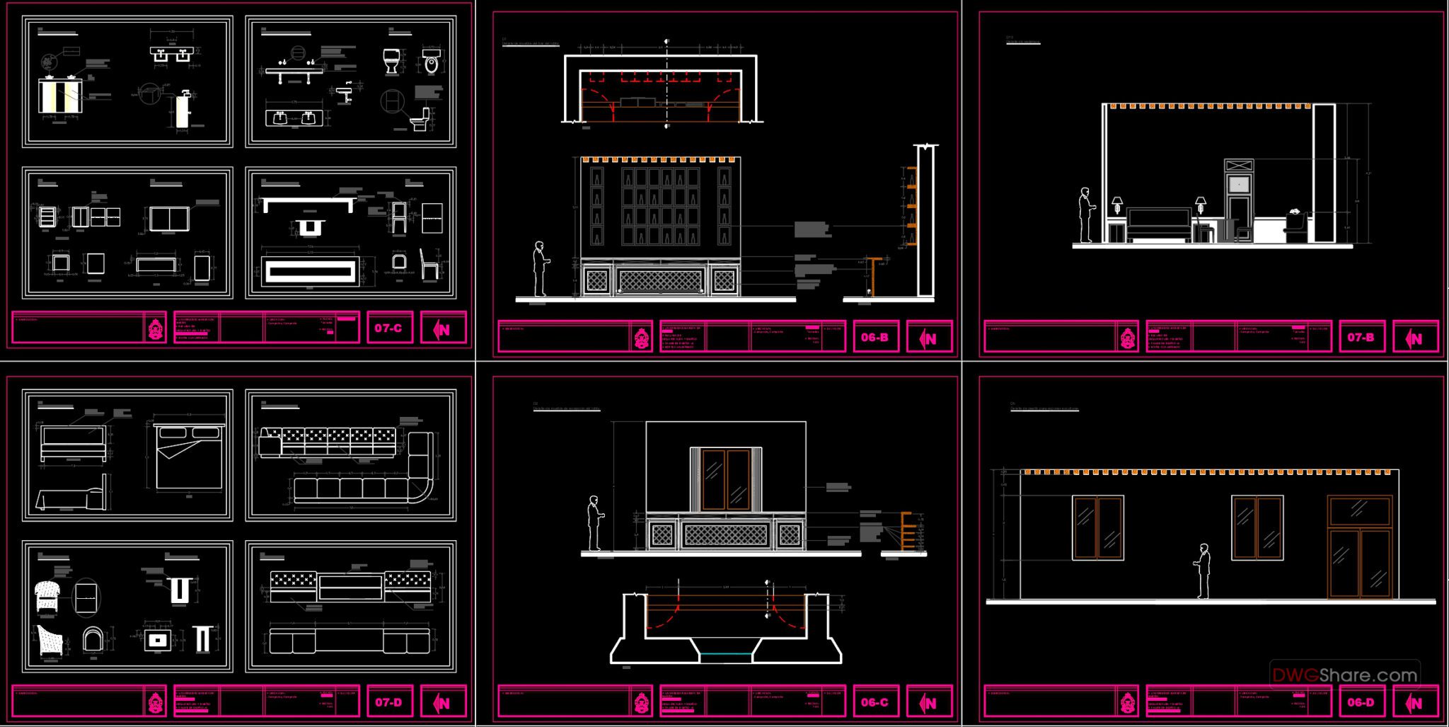 Hotel Furniture Blocks AutoCAD File DWG