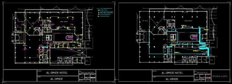 Hotel Ground Floor Lighting and Power Layout Plan AutoCAD File DWG