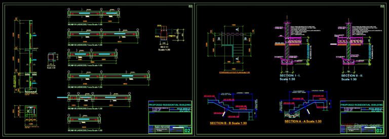 Residential Building Plan Elevation and Sections Details AutoCAD File DWG