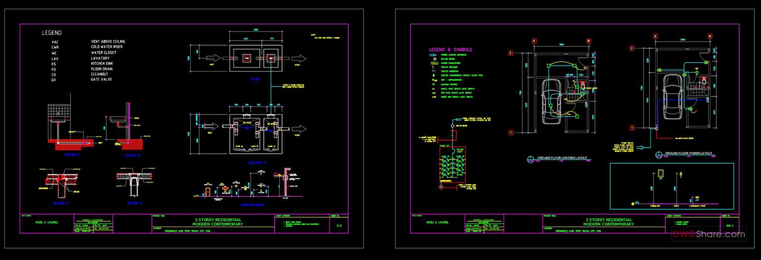 Residential Modern Contemporary Building Reinforcement Details AutoCAD ...